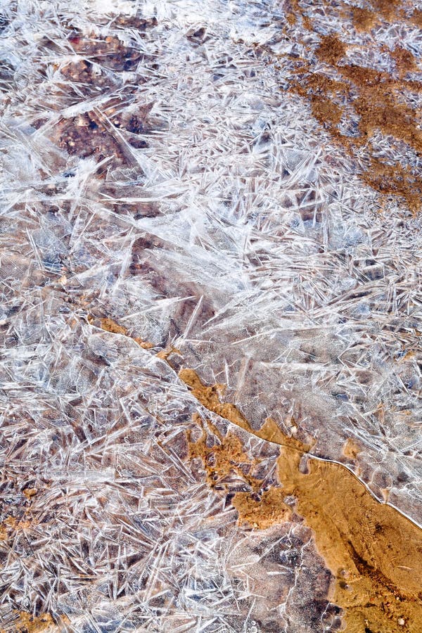 Frozen Ice Under Melting Snow Stream Stock Image - Image of melting ...