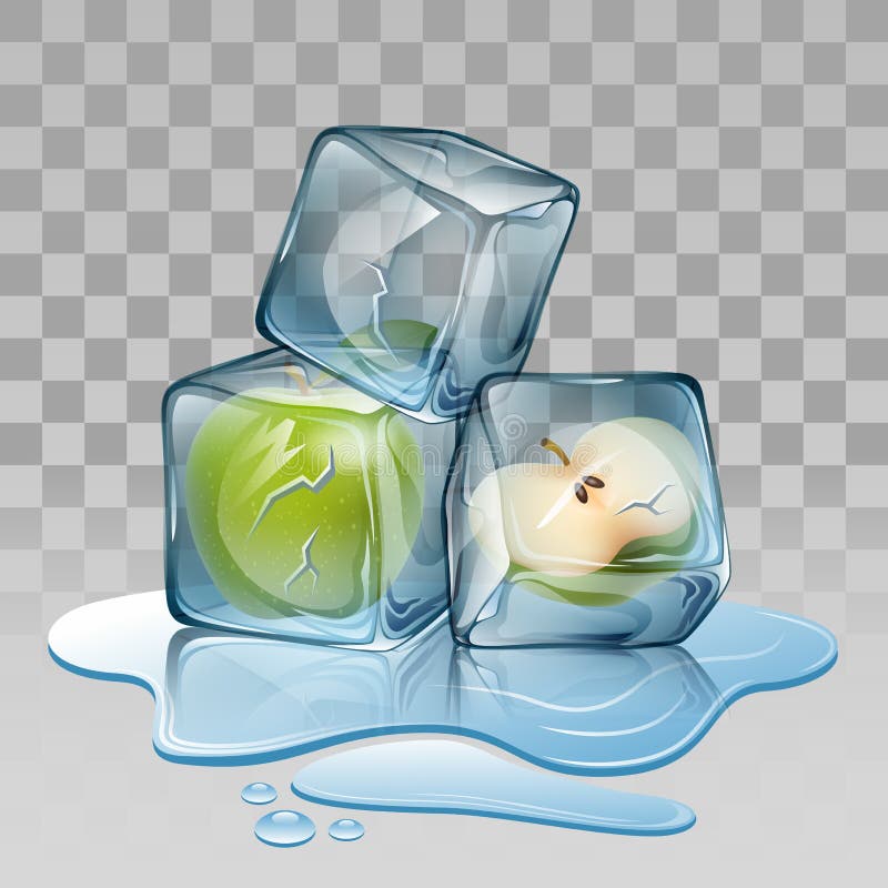 Ice cube with apple stock vector. Illustration of berry - 84402671