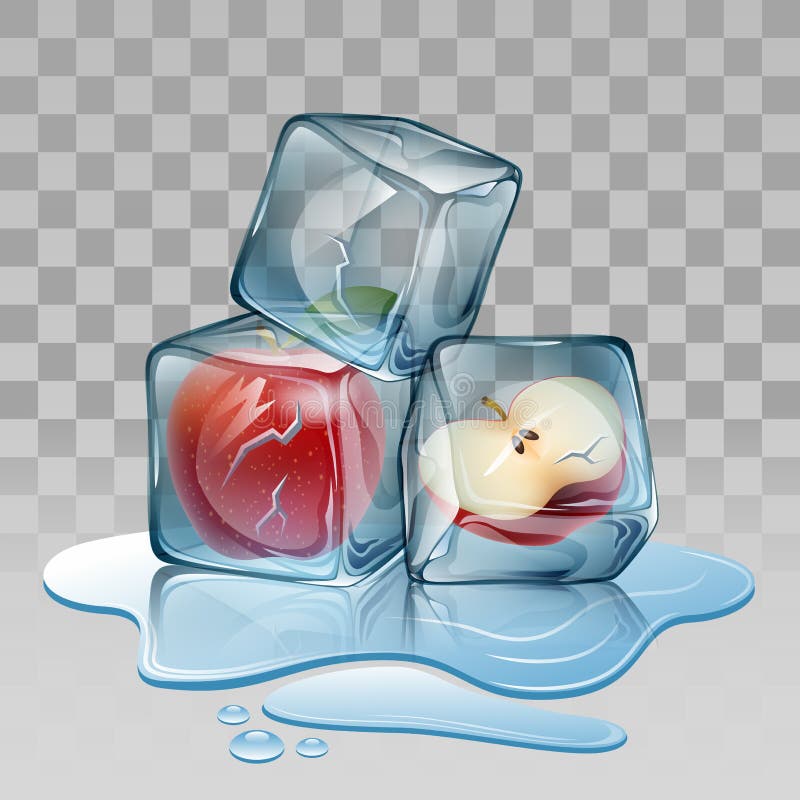 Ice cube with apple stock vector. Illustration of cold - 84404279