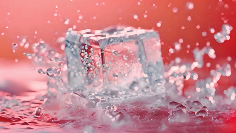 Ice Cube Being Splashed with Water Stock Video - Video of quickly ...