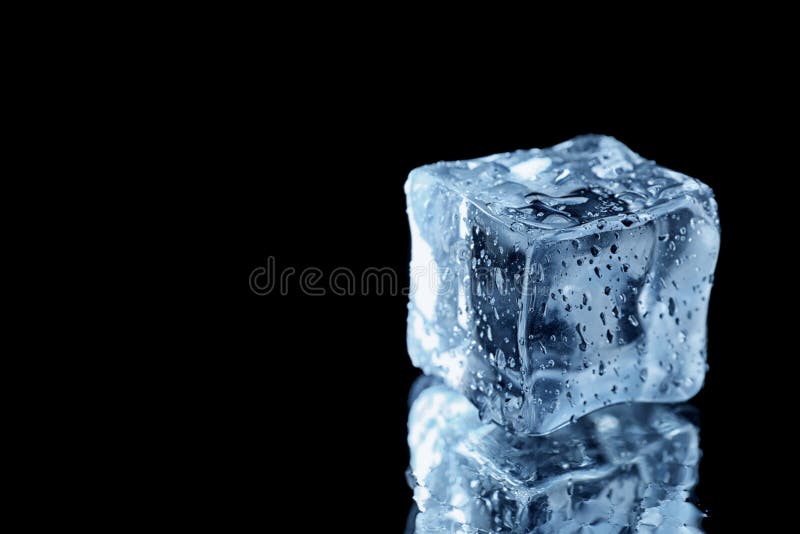 Ice Cube on Black Mirror Surface. Stock Image - Image of cold ...