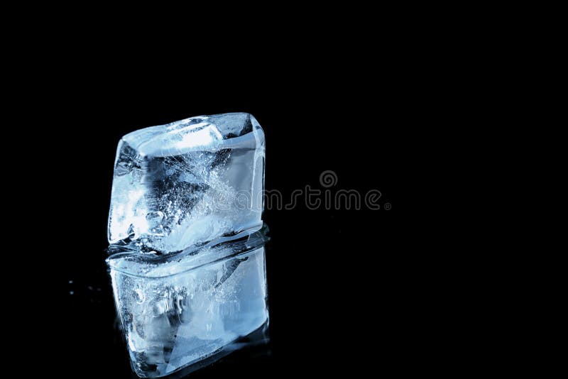 Ice Cube on Black Mirror Surface. Stock Photo - Image of liquid, freeze ...