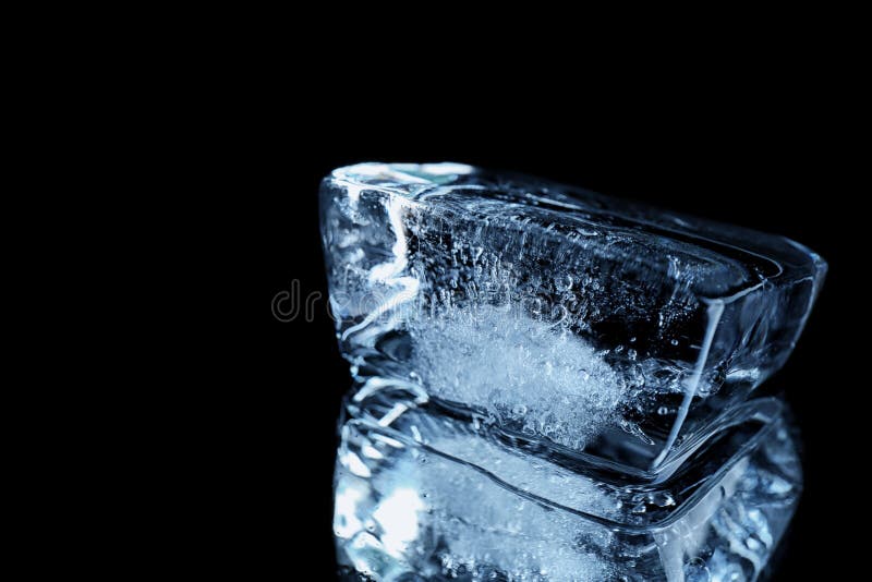 Ice Cube on Black Mirror Surface Stock Image - Image of closeup, clean ...