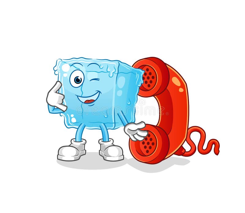 Ice Cube Call Mascot. Cartoon Vector Stock Vector - Illustration of ...