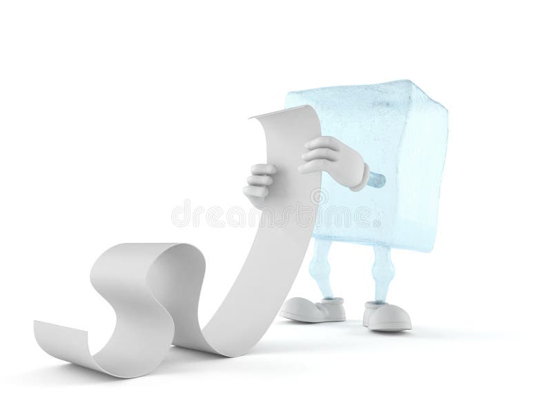 Ice Cube Character Reading Long List Stock Illustration - Illustration ...