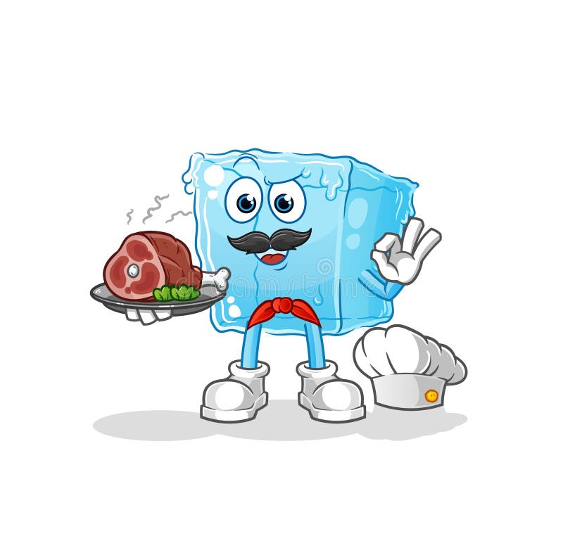 Ice Cube Chef with Meat Mascot. Cartoon Vector Stock Vector ...