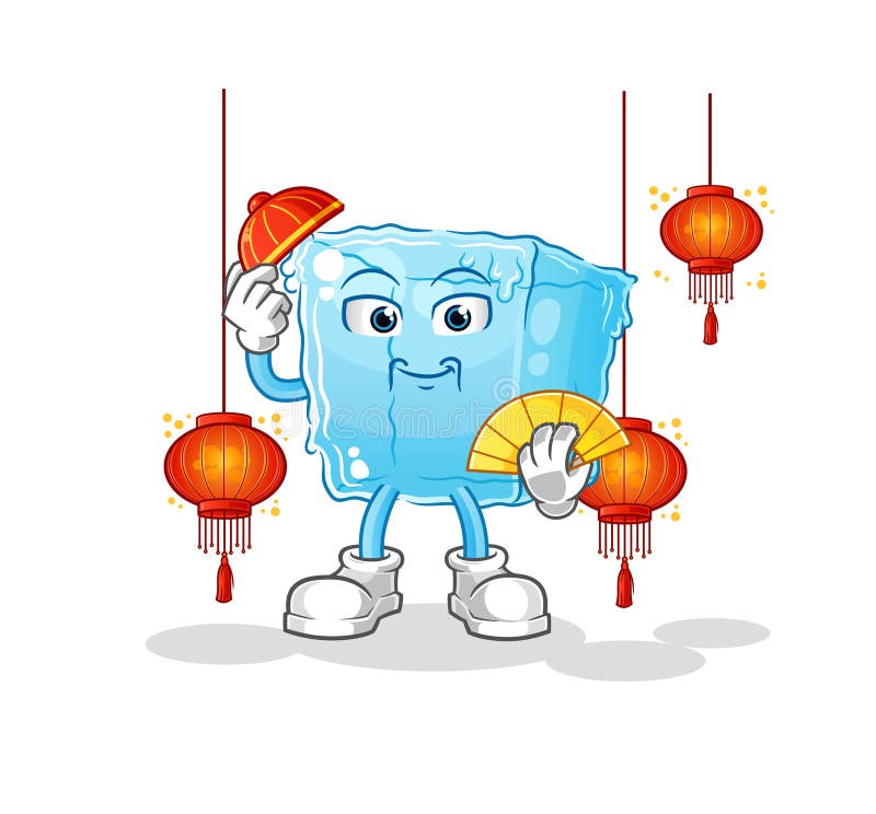 Ice Cube Chinese with Lanterns Illustration. Character Vector Stock ...