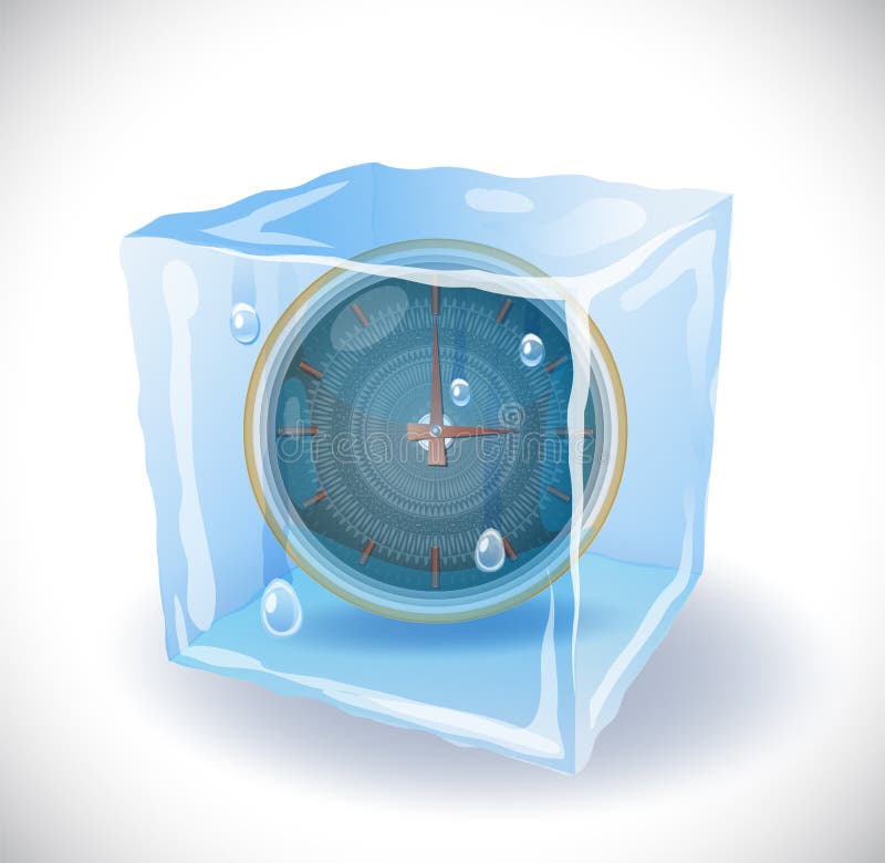 Ice cube with clock stock illustration. Illustration of color - 30584508
