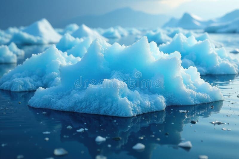 Ice Cube Cluster Formation on Blue Glacier Surface, Frozen, Icy Stock ...