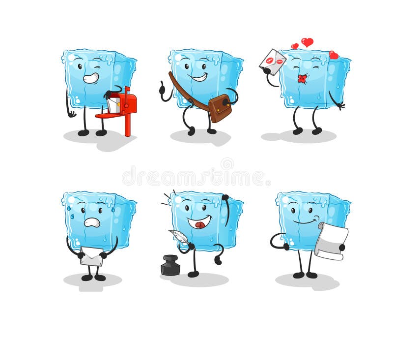 Ice Cube Cowboy Group Character. Cartoon Mascot Vector Stock Vector ...