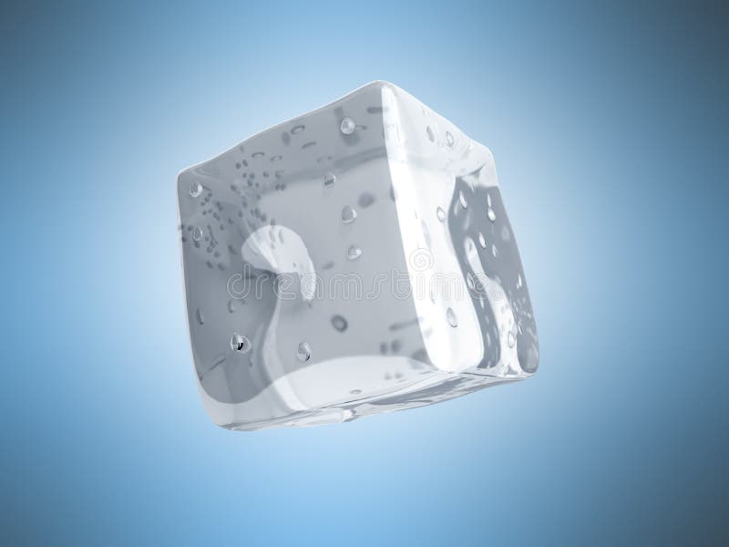 Ice Cube 3d Render on Blue Background Stock Illustration - Illustration ...