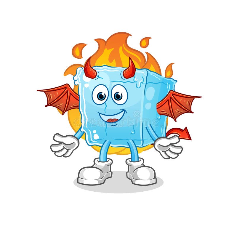 Ice Cube Demon with Wings Character. Cartoon Mascot Vector Stock Vector ...