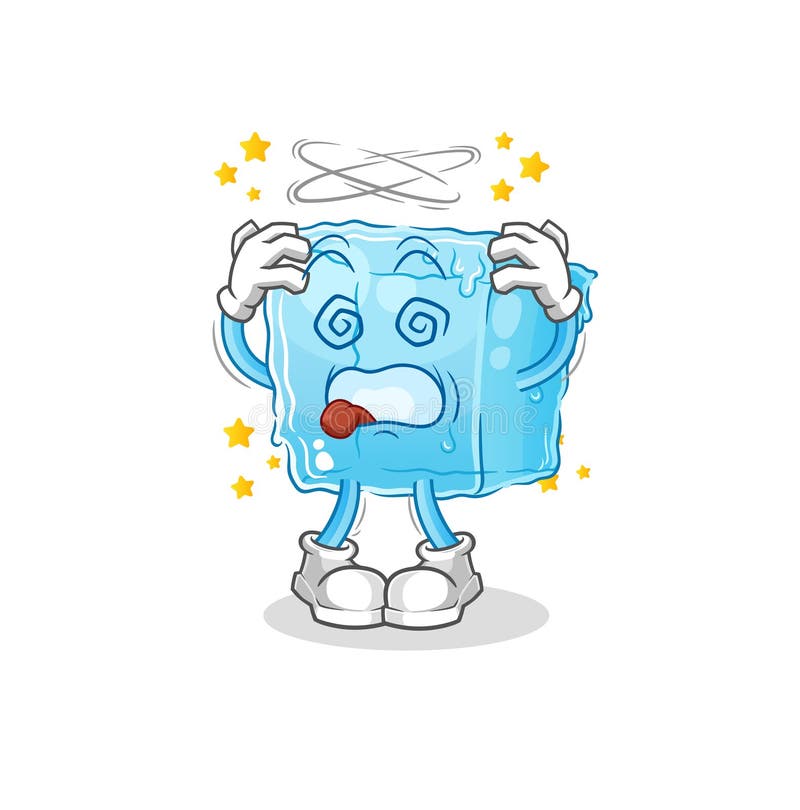 Ice Cube Dizzy Head Mascot. Cartoon Vector Stock Illustration ...