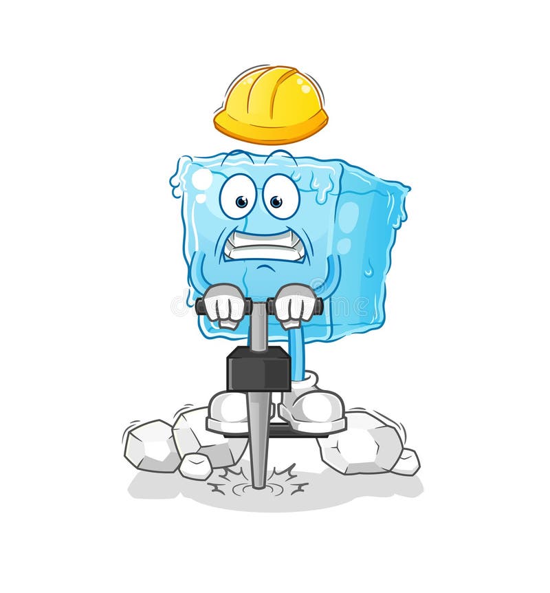 Ice Cube Drill the Ground Cartoon Character Vector Stock Vector ...