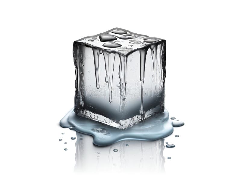 Ice Cube Dripping, on the White Backgroud, Created with Generative AI ...