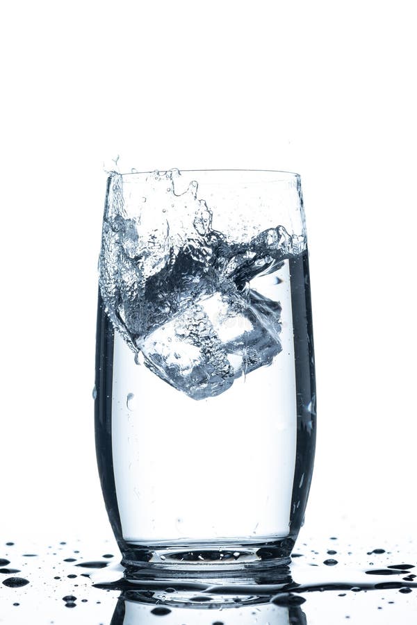 Ice Cube Falling in a Glass of Water Splash Stock Photo - Image of ...