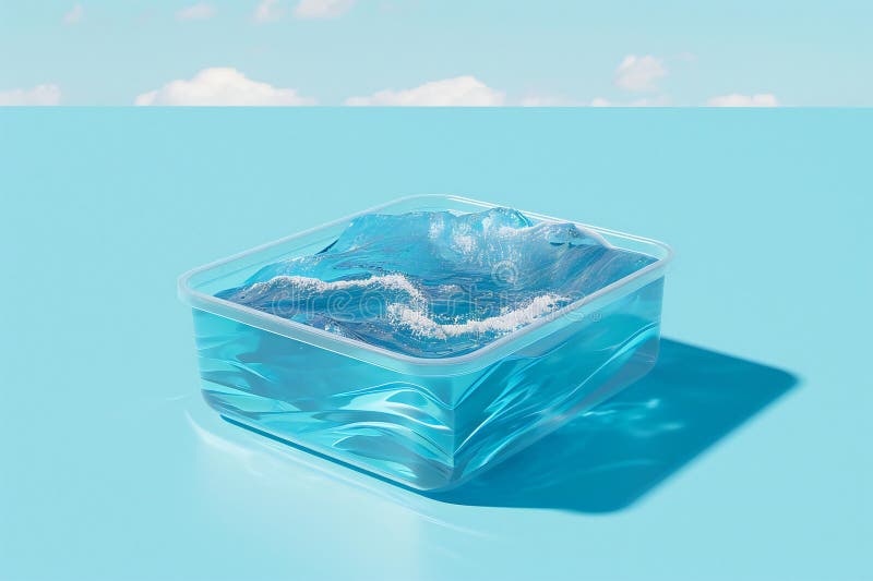 Ice Cube Floating in the Water on Blue Background Stock Illustration ...
