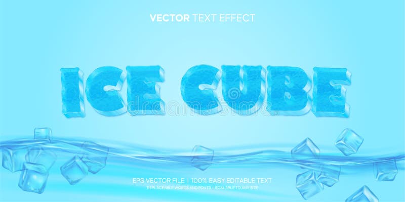 Ice Cube Frozen 3d Style Editable Text Effect Stock Vector ...