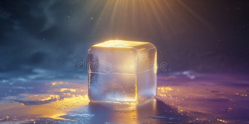 Ice Cube Glows with Soft Light and Reflections in Warm Tones Still Life ...