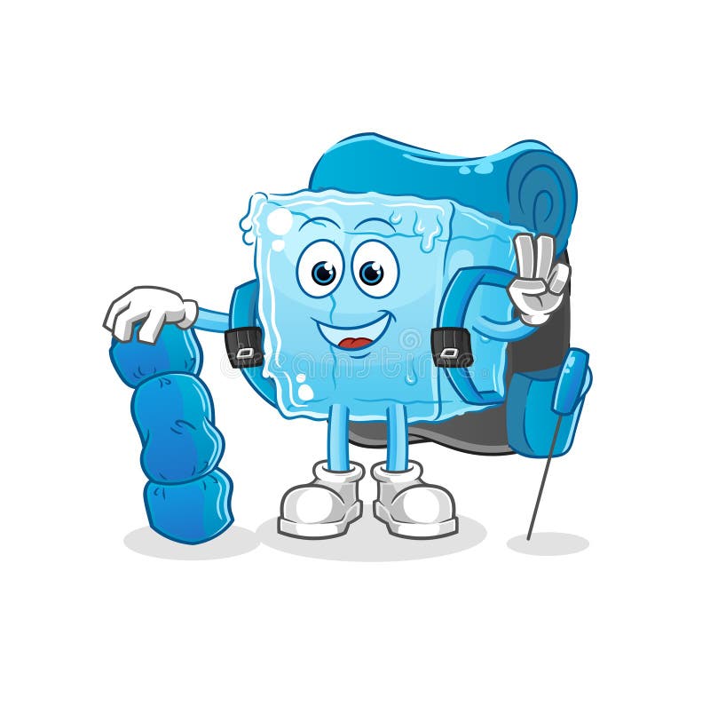 Ice Cube Go Camping Mascot. Cartoon Vector Stock Vector - Illustration ...