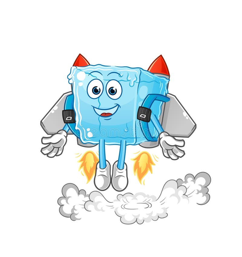 Ice Cube with Jetpack Mascot. Cartoon Vector Stock Vector ...