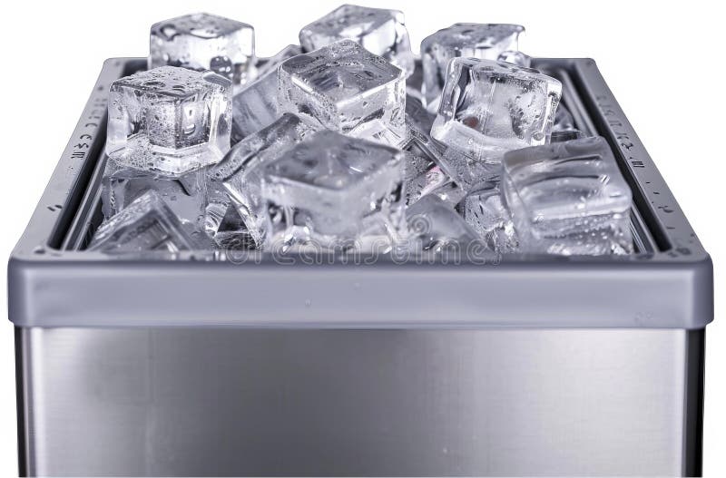 Ice Cube Maker Filled with Crystal Clear Ice Cubes in an Isolated ...