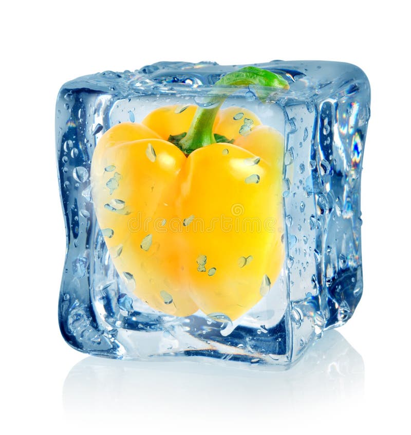 Ice cube and chili peppers stock photo. Image of glass - 28050622