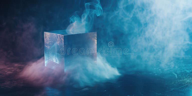 Ice Cube with Pink and Blue Smoke Stock Image - Image of artistic ...