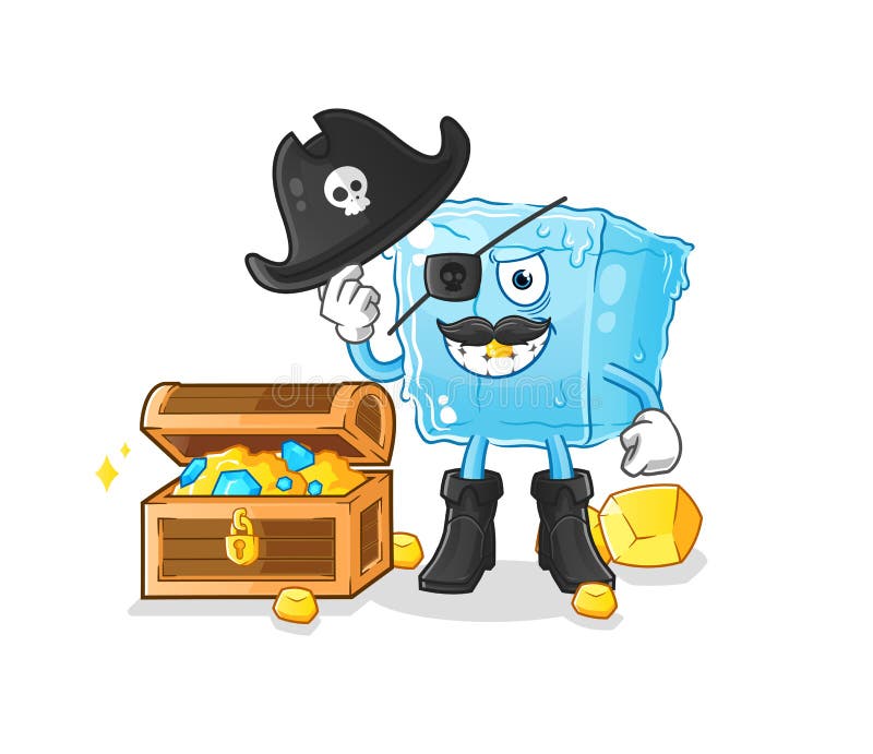 Ice Cube Pirate with Treasure Mascot. Cartoon Vector Stock Vector ...