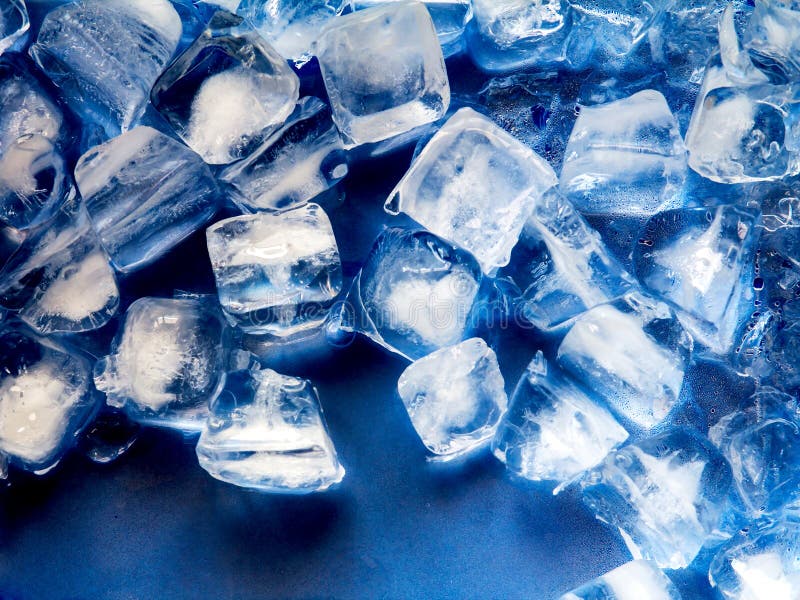 Ice Cube on Plastic Blue Tray Stock Image - Image of frost, liquid ...