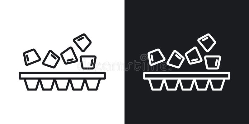 Ice Cube Plastic Container Icon Set. Kitchen Freezer Tray Crushed Ice ...