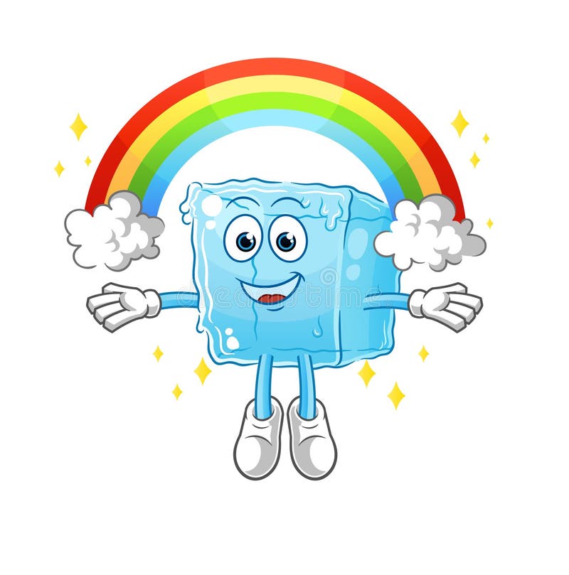 Ice Cube with a Rainbow. Cartoon Vector Stock Vector - Illustration of ...