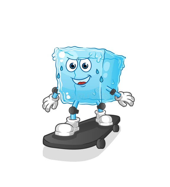 Ice Cube Riding Skateboard Cartoon Character Vector Stock Vector ...