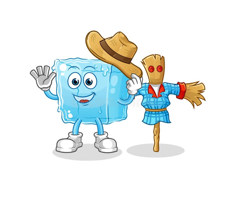 Ice Cube with Scarecrows Cartoon Character Vector Stock Vector ...