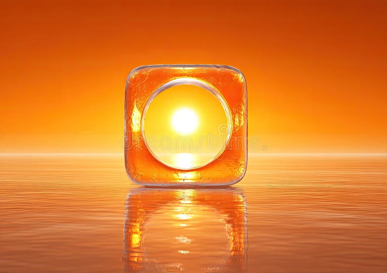 Sunset in an Ice Cube stock illustration. Illustration of calm - 391521135