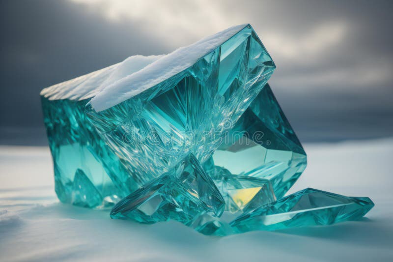 Ice Cube on the Snow. Ai Generated Stock Illustration - Illustration of ...