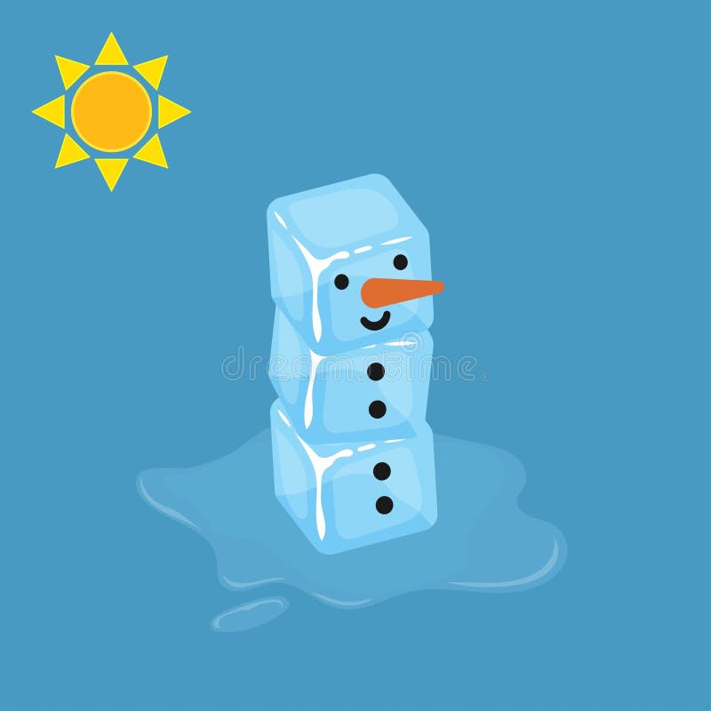 Cute Snowman Made of Ice Cubes Melting Stock Vector - Illustration of ...