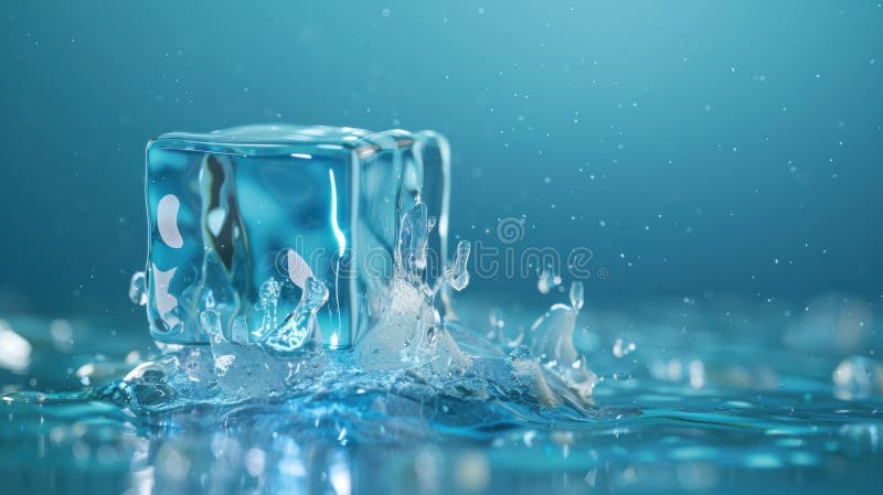 Ice Cube Splashing in Water Creating Waves and Droplets Stock Image ...