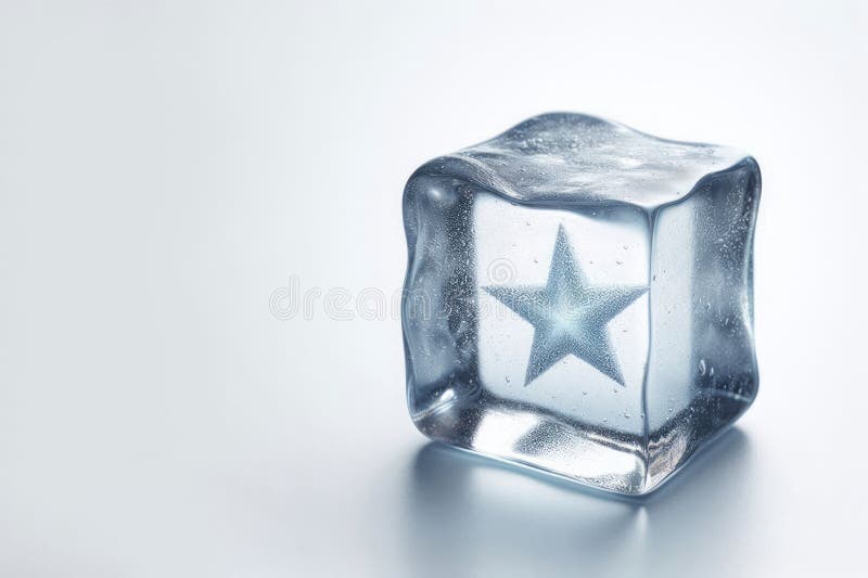 Ice Cube with a Star Inside on a Light Background. Space for Text ...