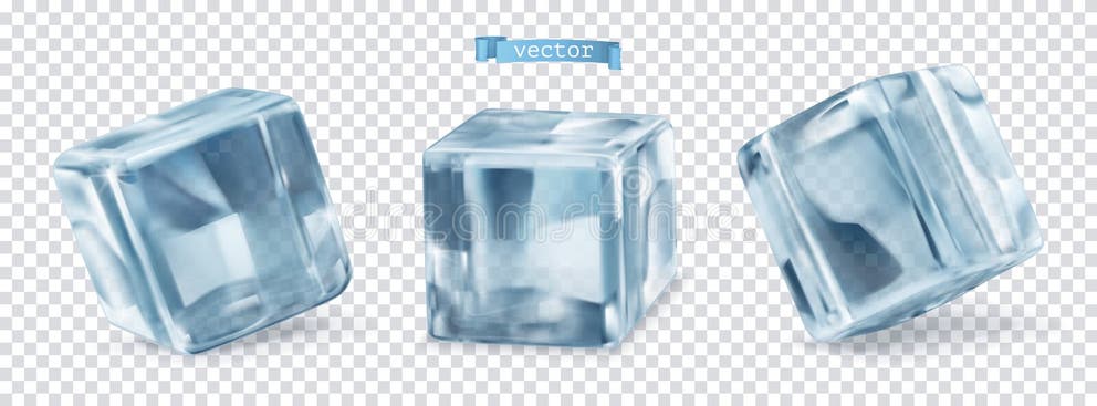 Ice Cube with Transparent. 3d Vector Realistic Set of Objects Stock ...