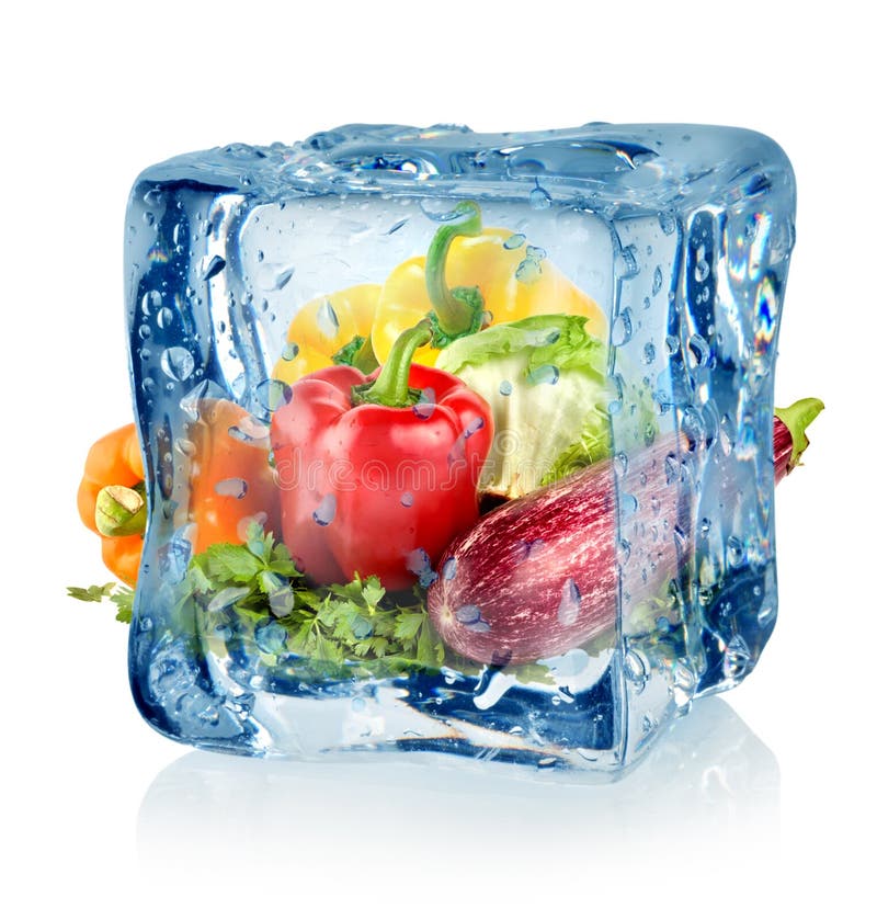 Ice cube and chili peppers stock photo. Image of glass - 28050622