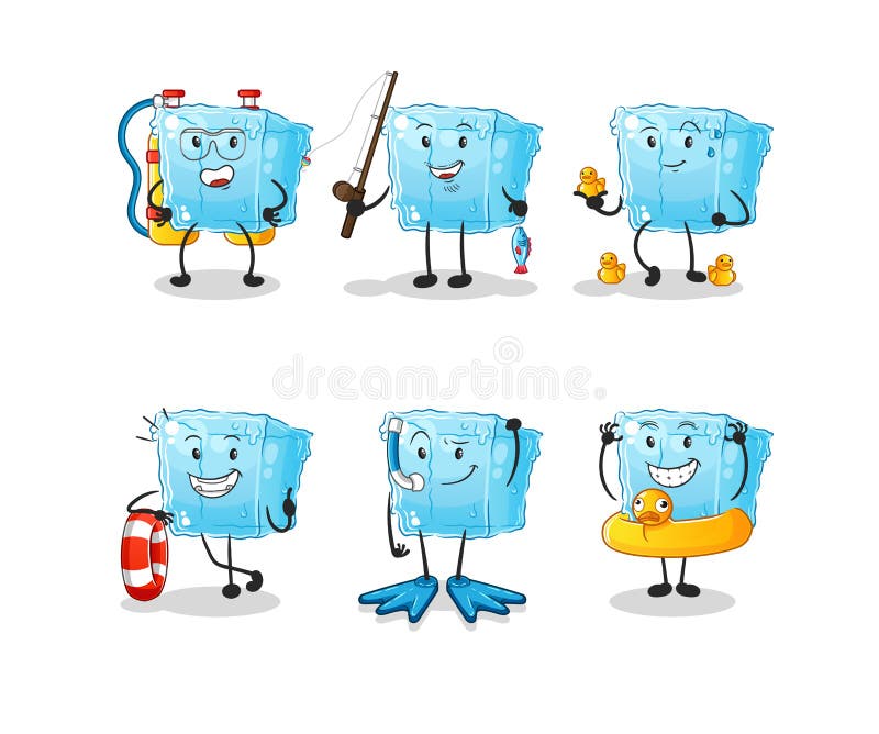 Ice Cube Water Activity Group. Cartoon Mascot Vector Stock Vector ...