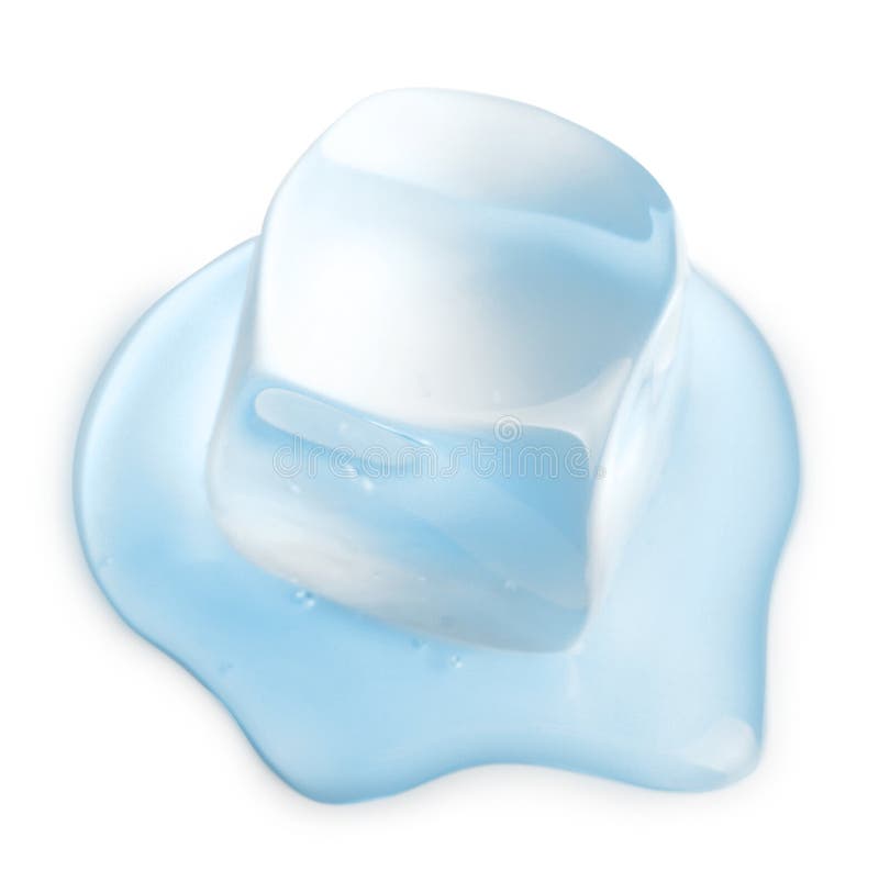 Ice Cube with Water Drops on a Blue Background. the Ice is Melting ...