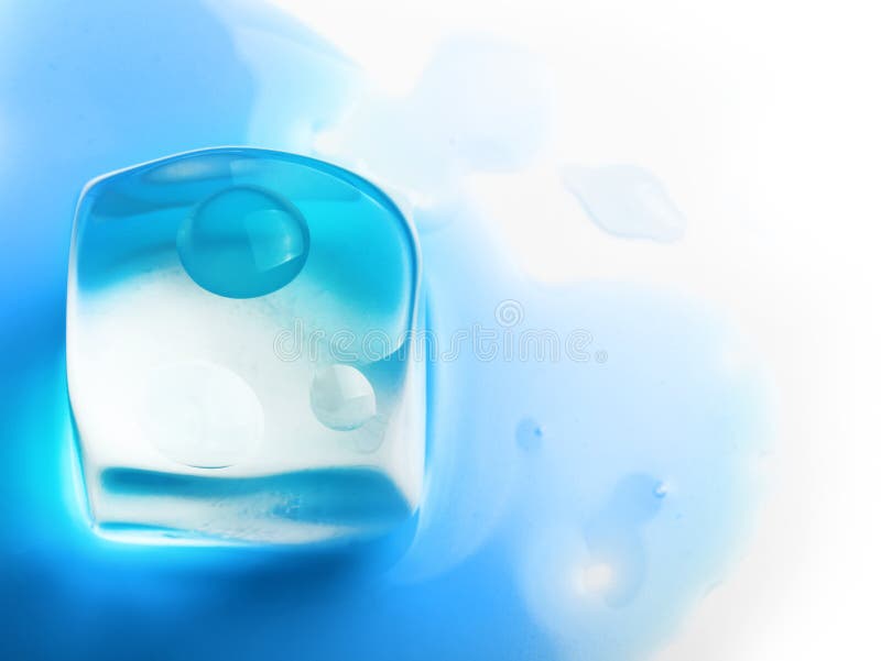 Ice Cube with Water Drops on a Blue Background. the Ice is Melting ...