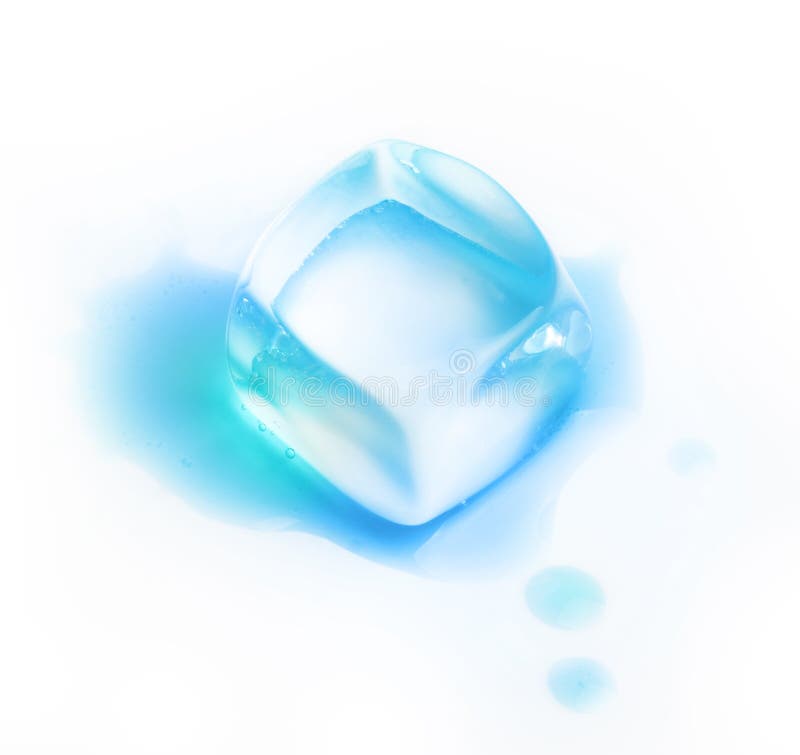 Ice Cube with Water Drops on a Blue Background. the Ice is Melting ...