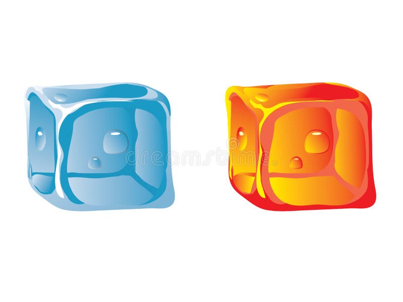 Ice Cube of Water and Hot Cube Stock Vector - Illustration of isolated ...