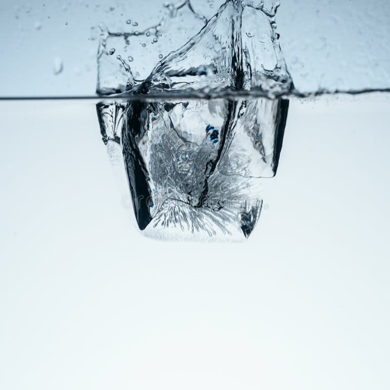 Ice Cube in Water with Splash Stock Image - Image of simple, simplicity ...