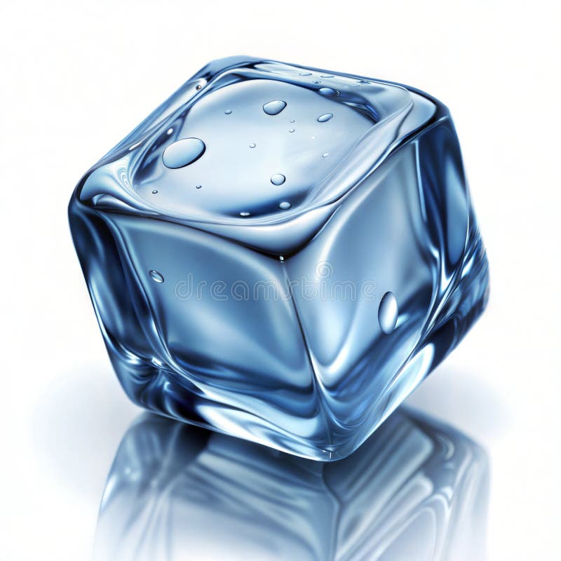 Ice Cube on White Background with Reflection. Generated AI Stock Photo ...