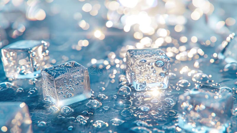Ice Cubes Arranged in Group on Blue Surface. Versatile Image Suitable ...