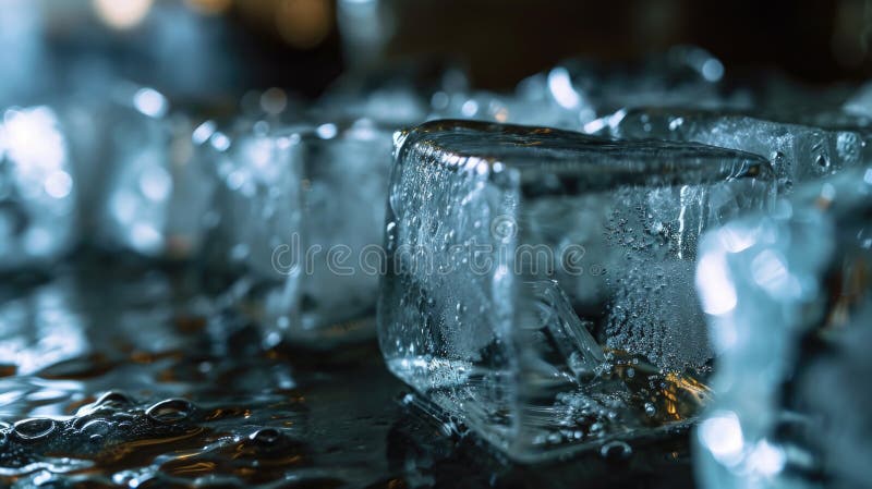 Ice Cubes Arranged in a Group on a Table, Perfect for Refreshing Summer ...
